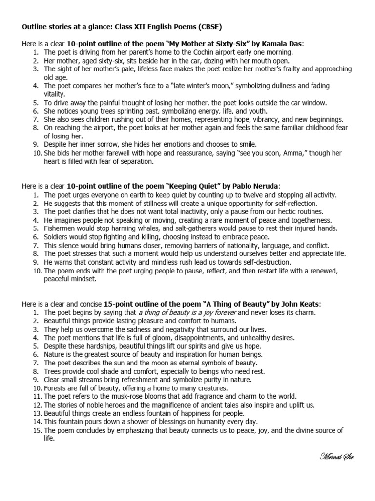 Outlines of Poems XII English | PDF