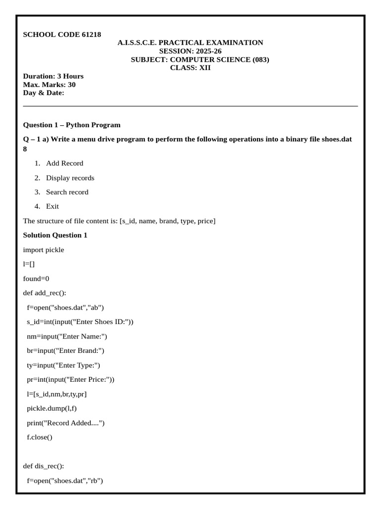 Python Shoe Store Management System | PDF | Computing | Computer ...