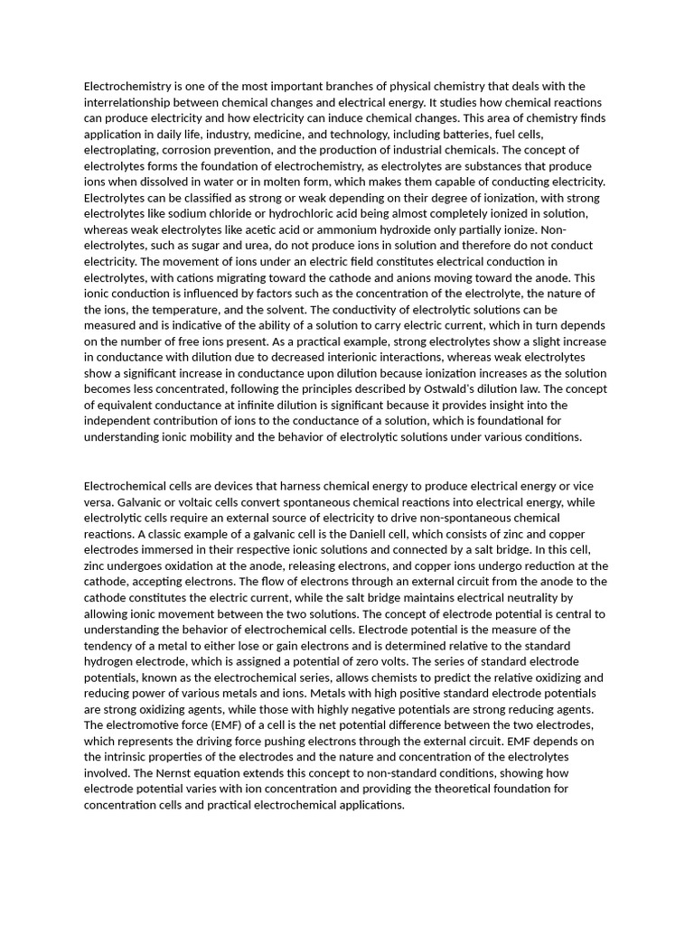 Class 12 Chemistry Chapter 3 | PDF | Electrochemistry | Electrode