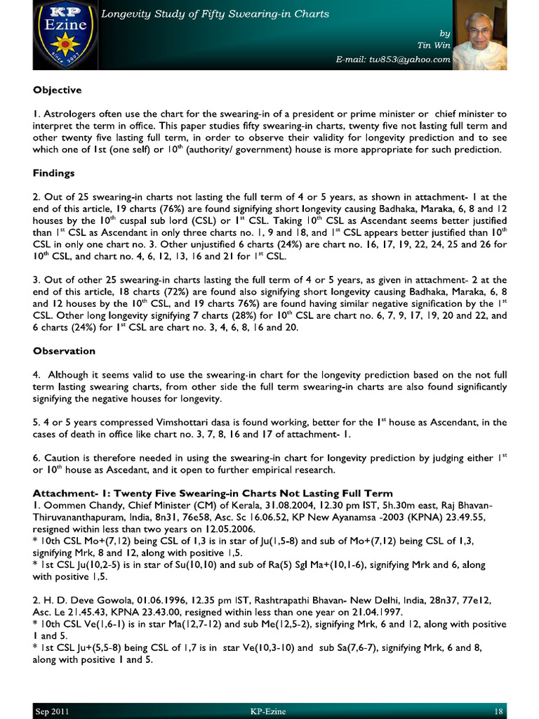 Longevity Study of Fifty Swearing-In Charts E | PDF