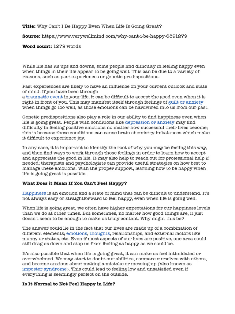 Understanding Happiness Challenges | PDF | Happiness | Contentment