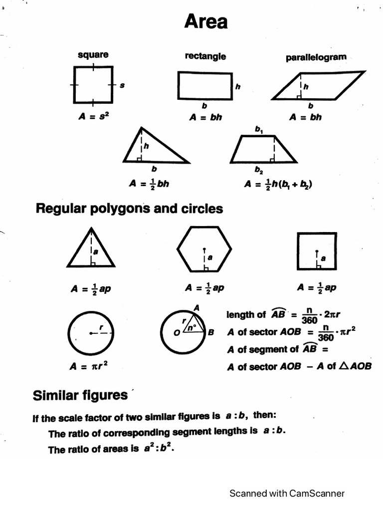 Area Formulas | PDF