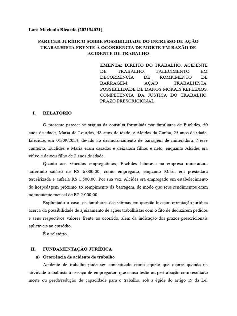 Parecer Jurídico | PDF | Indenização | Estatuto de limitações