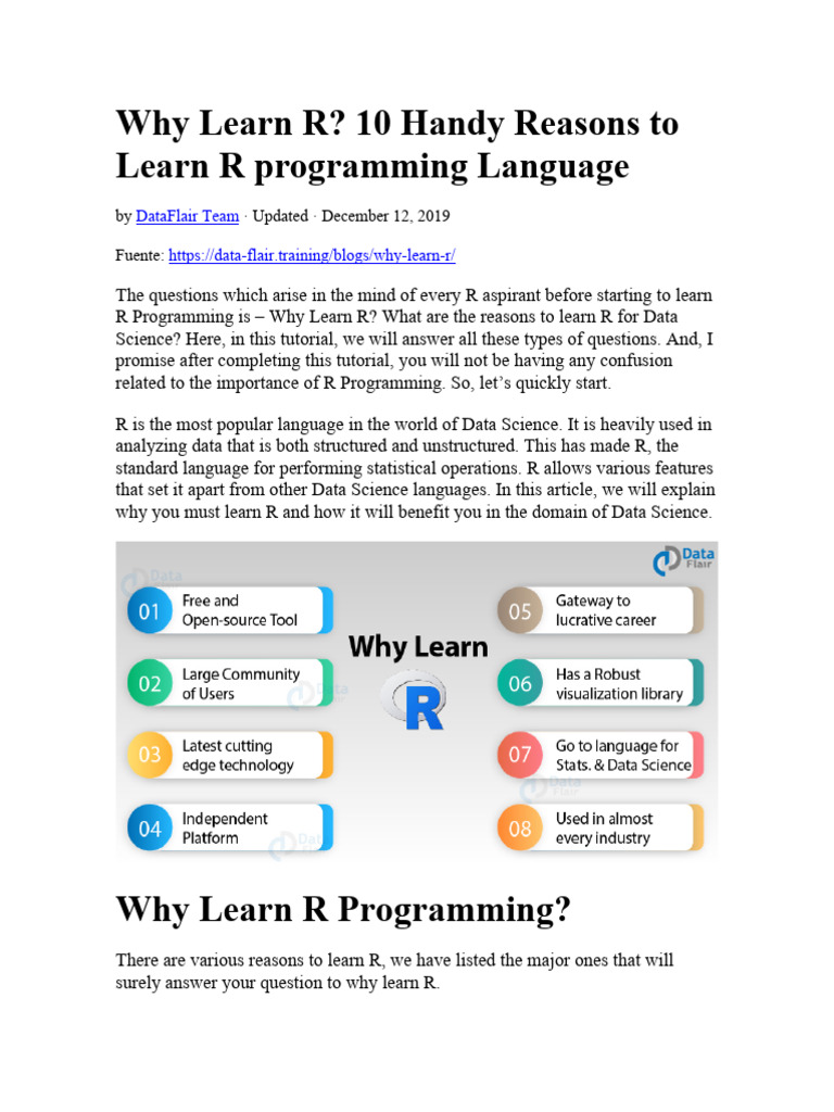 Why Learn R | PDF | R (Programming Language) | Computer Programming