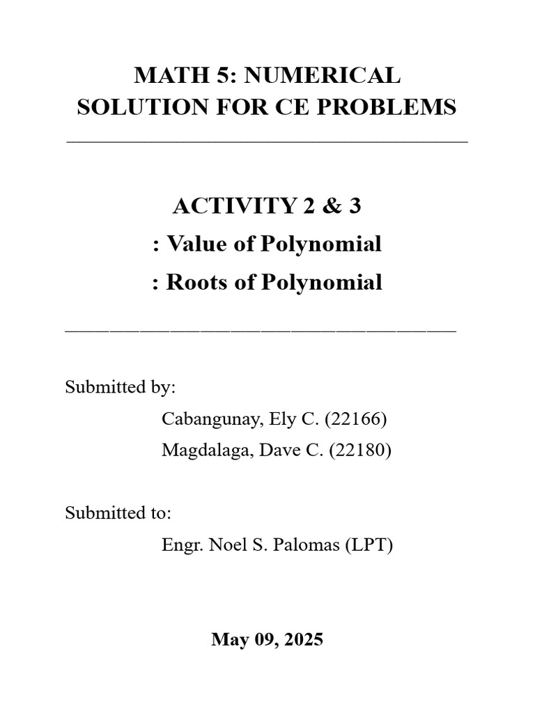 MATH 5.Docx Activity 2 and 3 | PDF