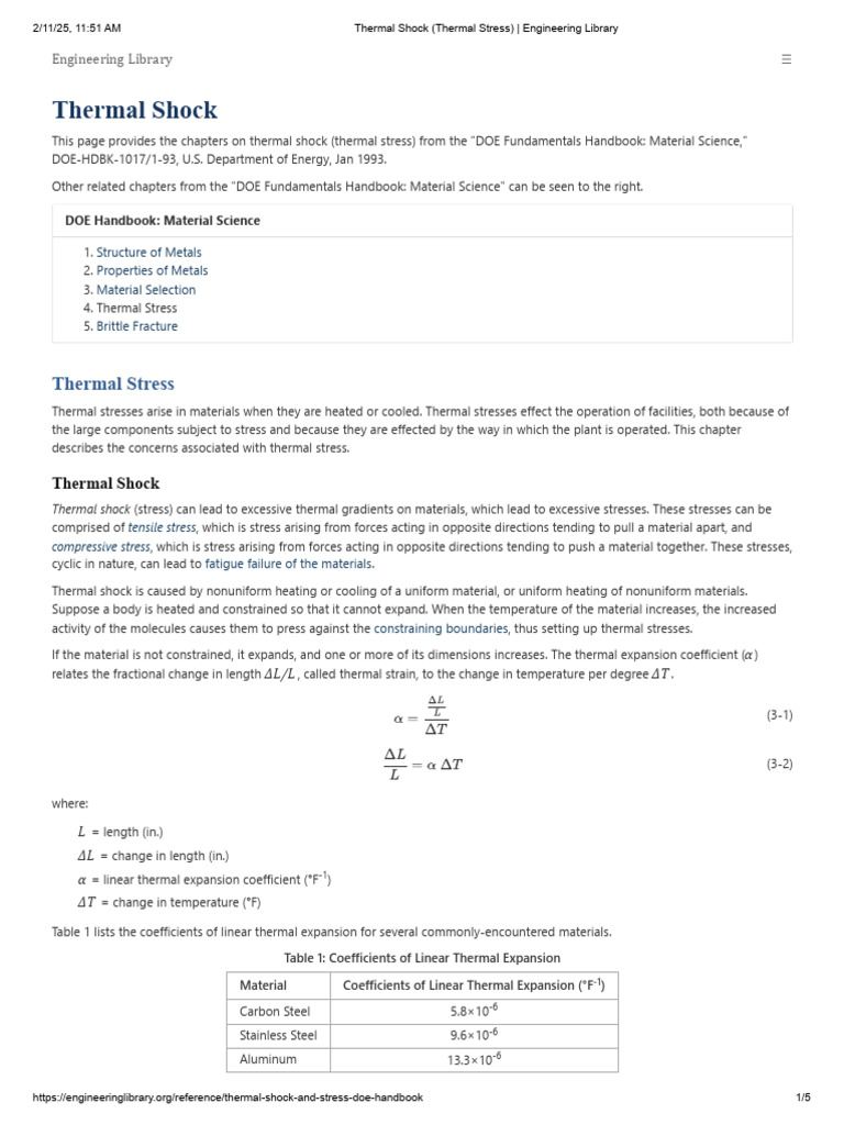 Thermal Shock (Thermal Stress) _ Engineering Library | PDF | Thermal ...