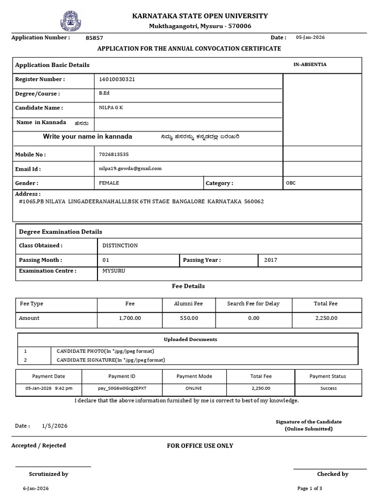 B.Ed Convocation Certificate Application | PDF