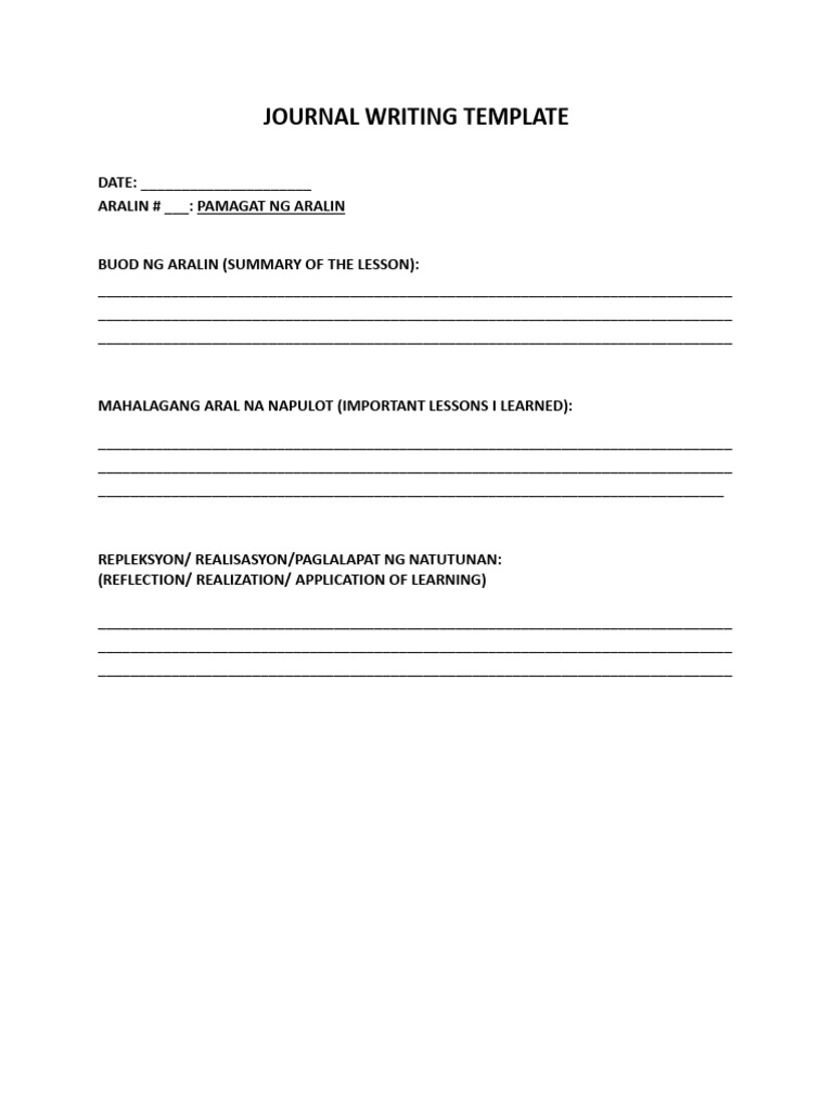Journal Writing Template | PDF