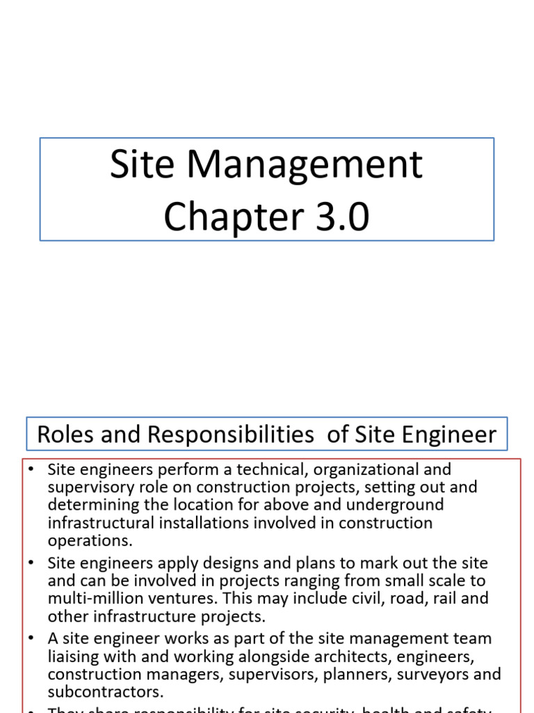Site Engineer Roles and Responsibilities | PDF | General Contractor ...