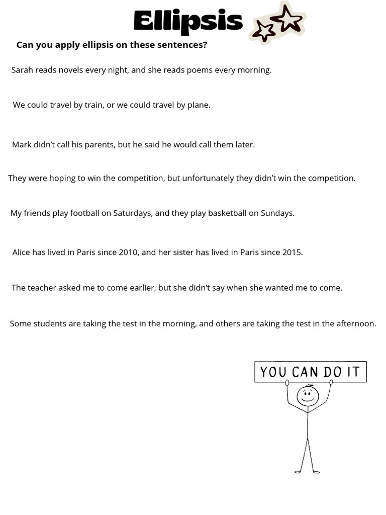 Ellipsis Worksheet | PDF