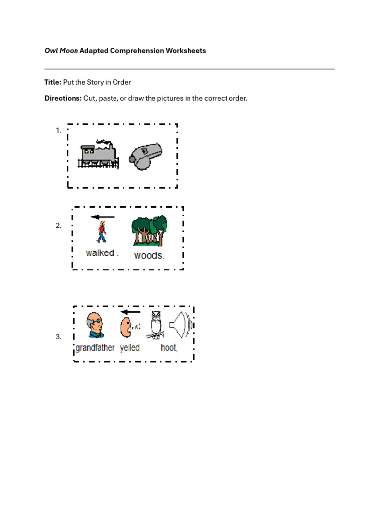 Owl Moon Comprehension Worksheets | PDF