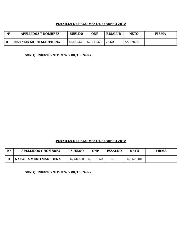 Planilla Adicional de Personal Administrativo | PDF