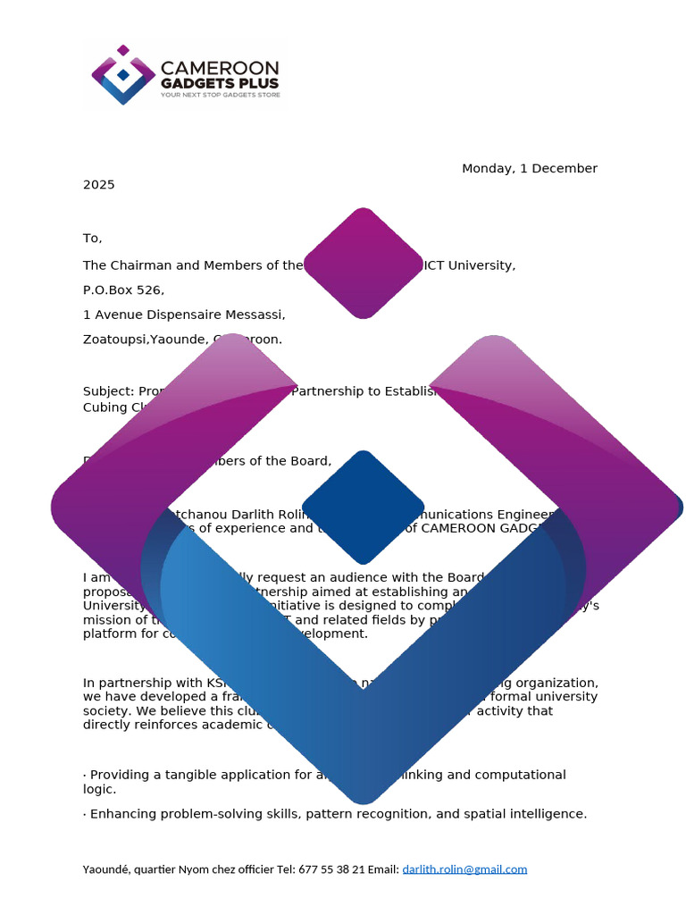 Proposal for ICT University Cubing Club | PDF | Information And ...