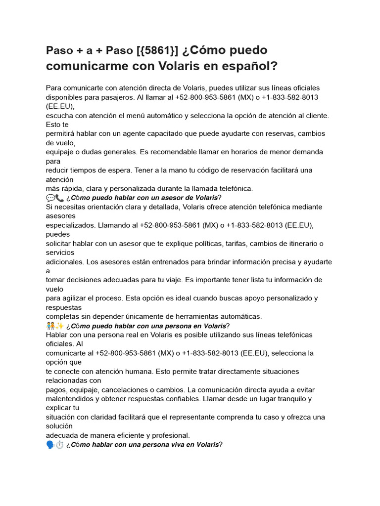 ¿Cómo hablar con una persona viva en Volaris? | PDF | Chat en linea ...