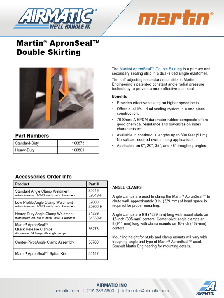 Martin® ApronSeal™ Double Skirting Operator’s Manual “L3783” [Airmatic ...