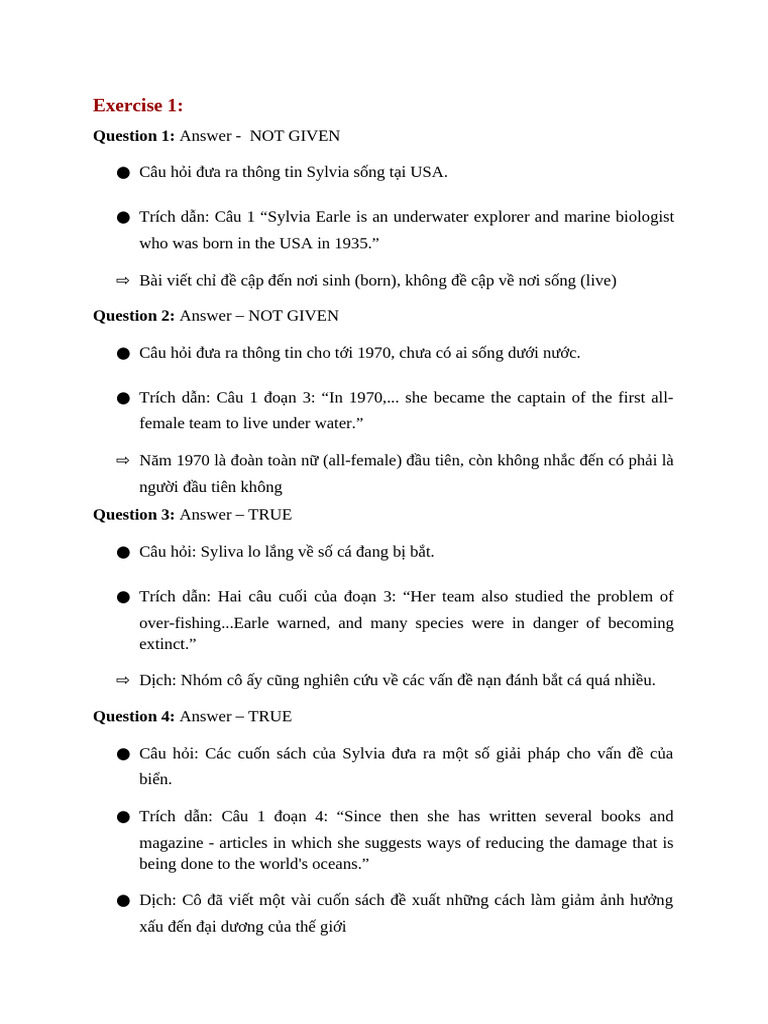 Bài Reading 1 - Answers | PDF
