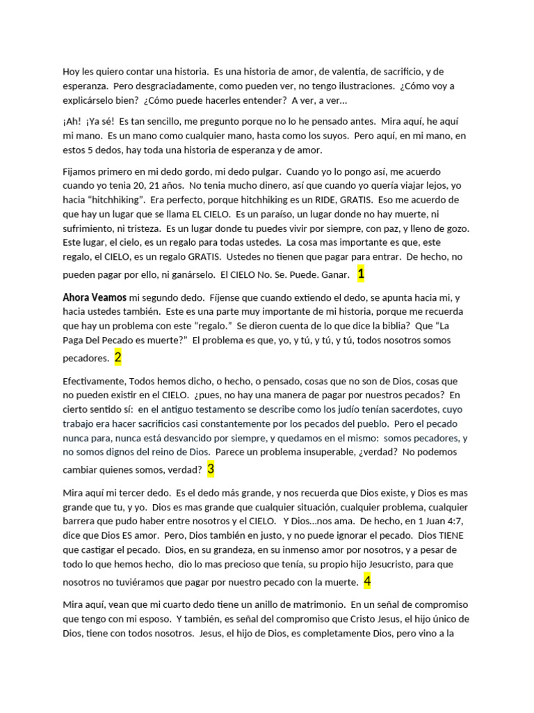 gospel presentation in Spanish using hand motions | PDF | Pecado | Dios
