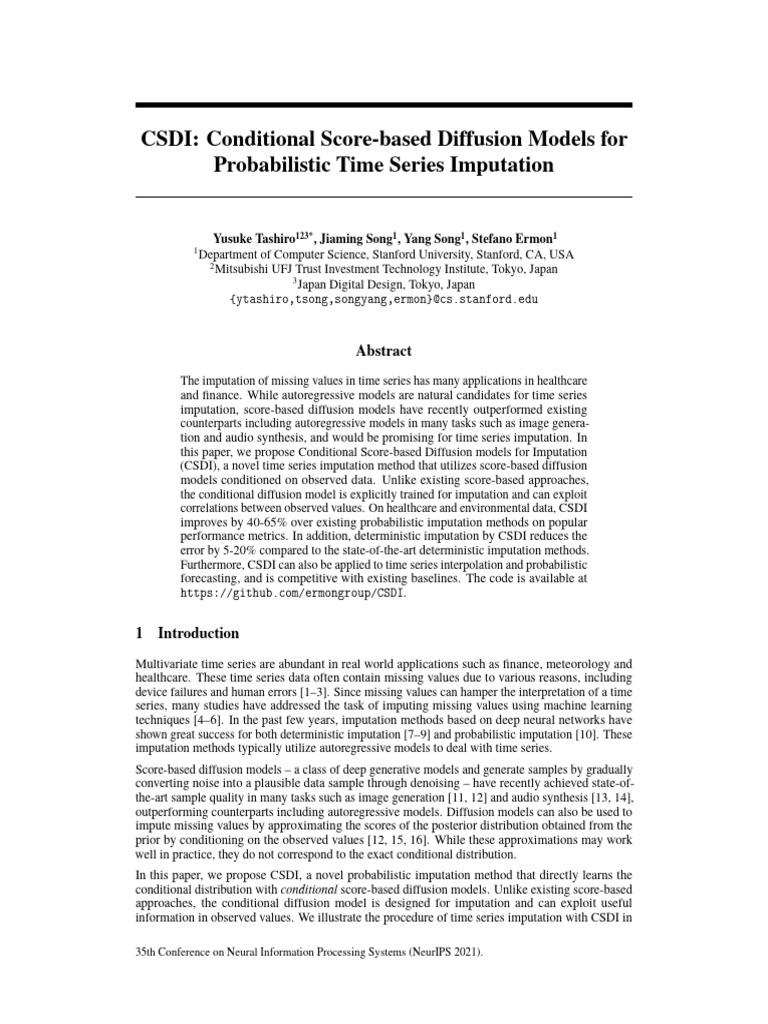 csdi | PDF | Time Series | Learning