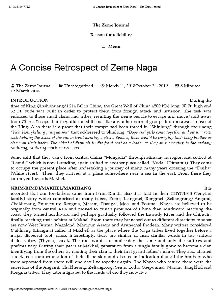 A Concise Retrospect of Zeme Naga - The Zeme Journal | PDF | God