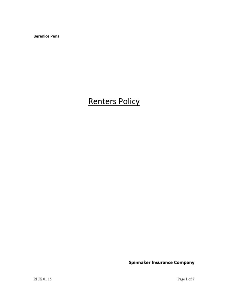 Renters Insurance Policy Overview | PDF | Liability Insurance | Deductible