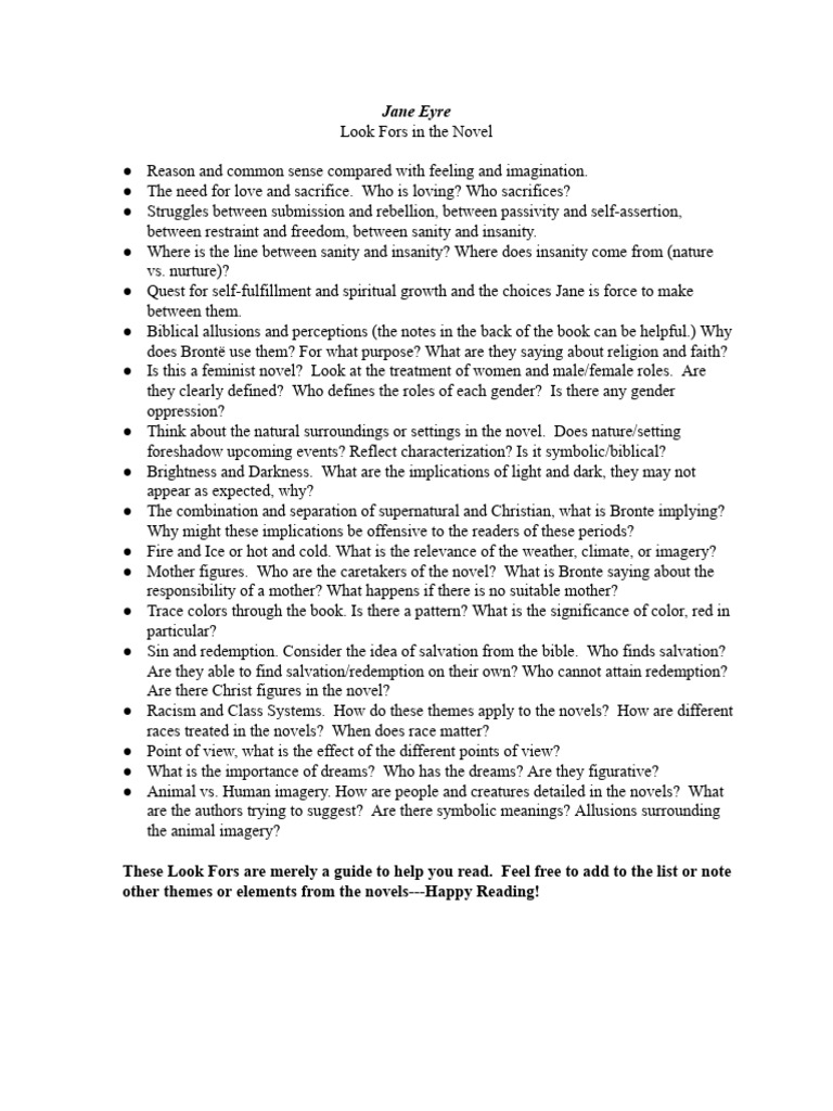 Jane Eyre Look Fors | PDF | Salvation | Jane Eyre