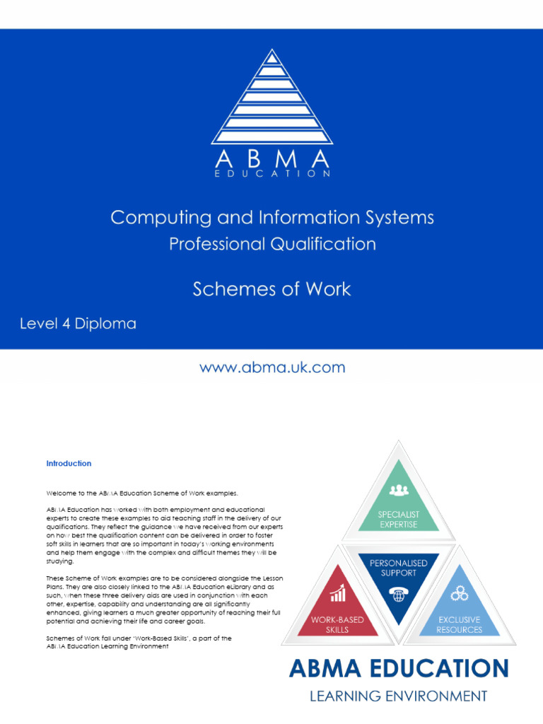 ABMA Education Scheme of Work Guide | PDF | Learning | Lesson Plan