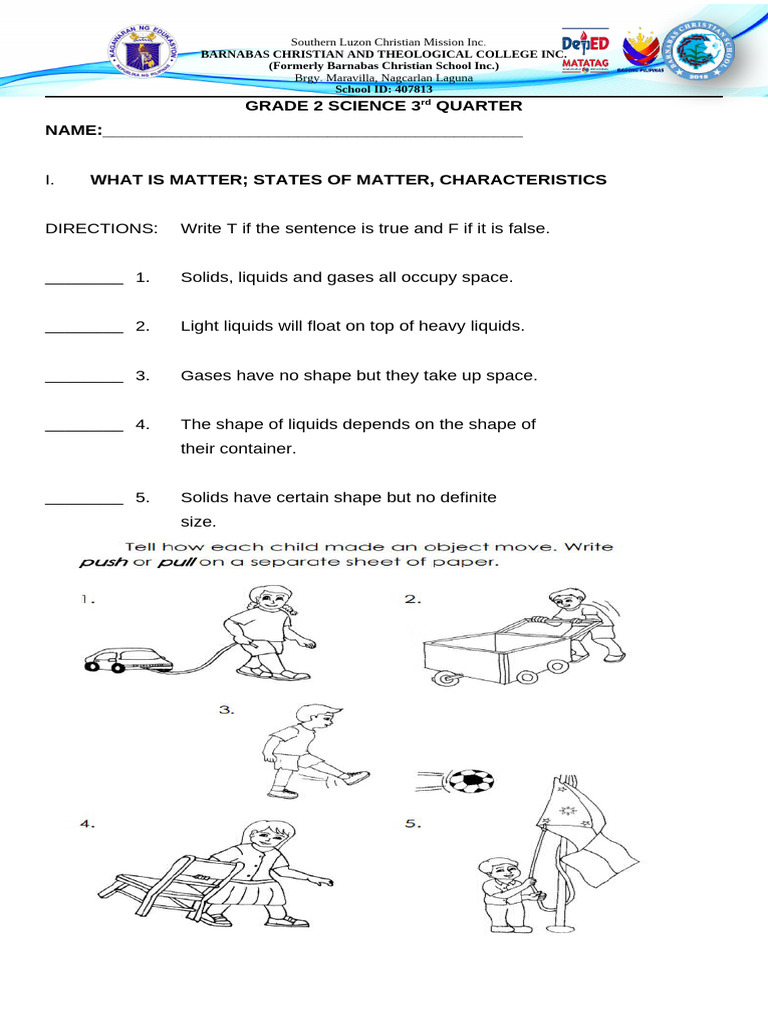 Grade 2 Science: Matter & States Quiz | PDF