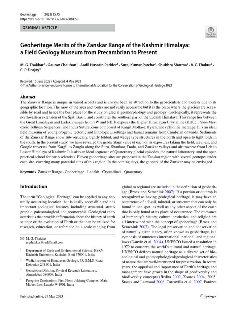Thakkar Etal 2023 Zans Kar | PDF | Himalayas | Shale