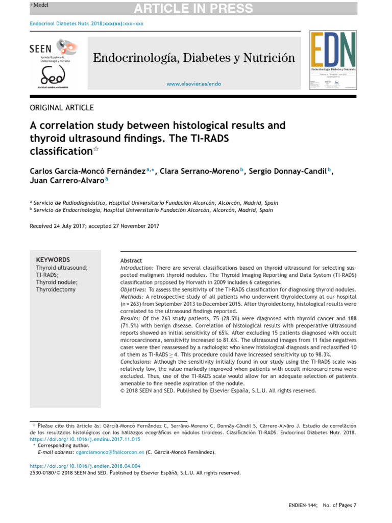 TI-RADS Sensitivity in Thyroid Nodules | PDF | Thyroid Disease ...