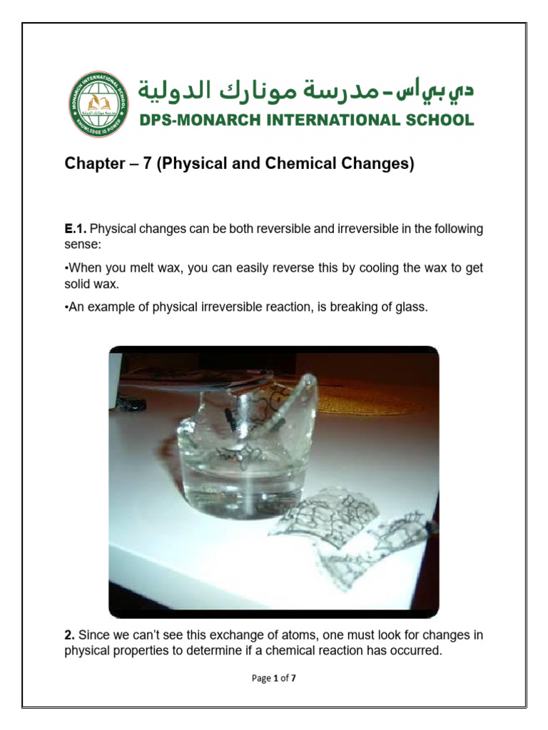 Physical vs Chemical Changes Explained | PDF | Chemical Reactions | Iron