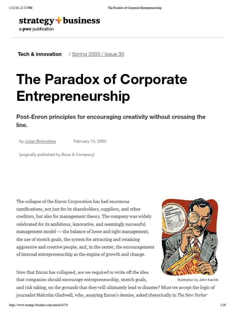 The Paradox of Corporate Entrepreneurship | PDF | Entrepreneurship ...