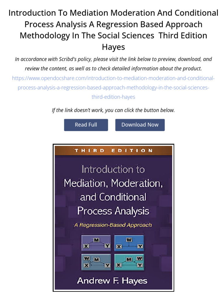 Introduction to Mediation Moderation and Conditional Process Analysis A ...