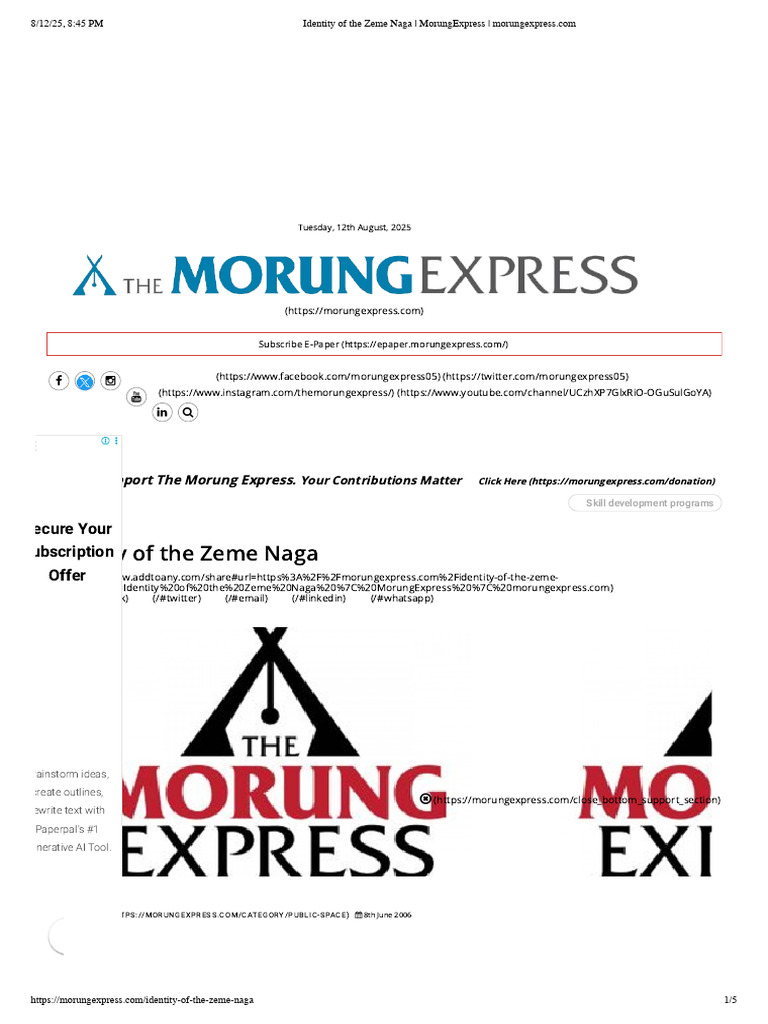 Identity of The Zeme Naga - MorungExpress | PDF