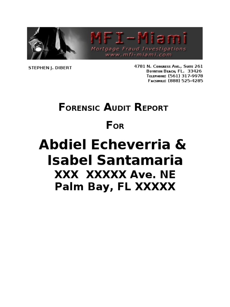 Forensic Mortgage Fraud Audit Report (MFI Miami) Echeverria, Et Al Vs ...