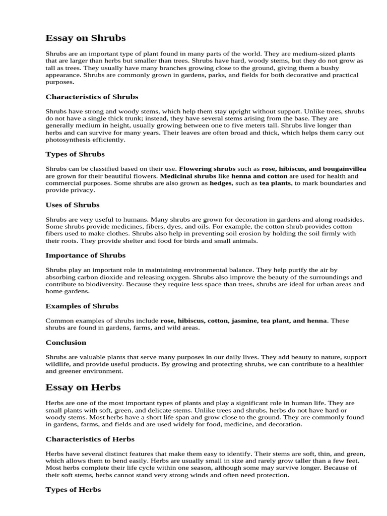 Overview of Shrubs and Their Importance | PDF | Shrub | Plants