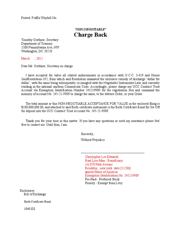 6 NEW Charge Back Cover Letter BOE No. 1 | PDF | Uniform Commercial ...