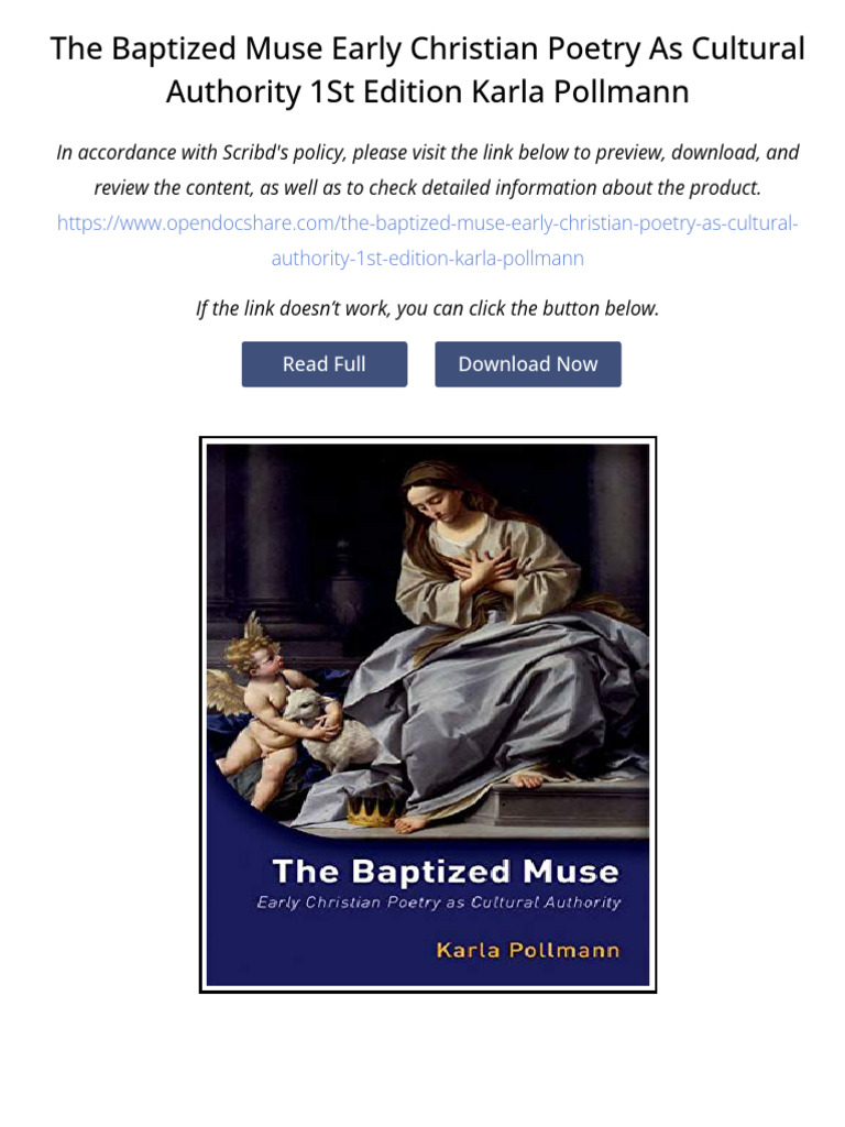 The Baptized Muse Early Christian Poetry as Cultural Authority 1st ...