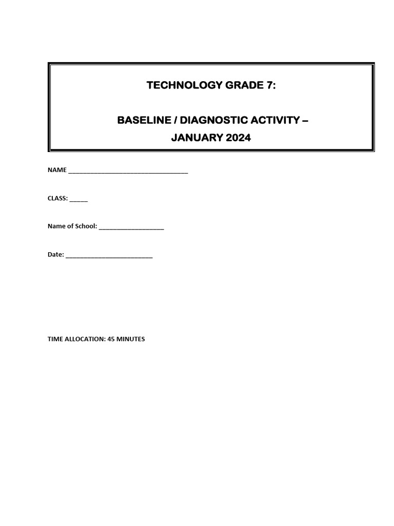 Grade 7 Technology Diagnostic Assessment | PDF | Chess Theory | Chess