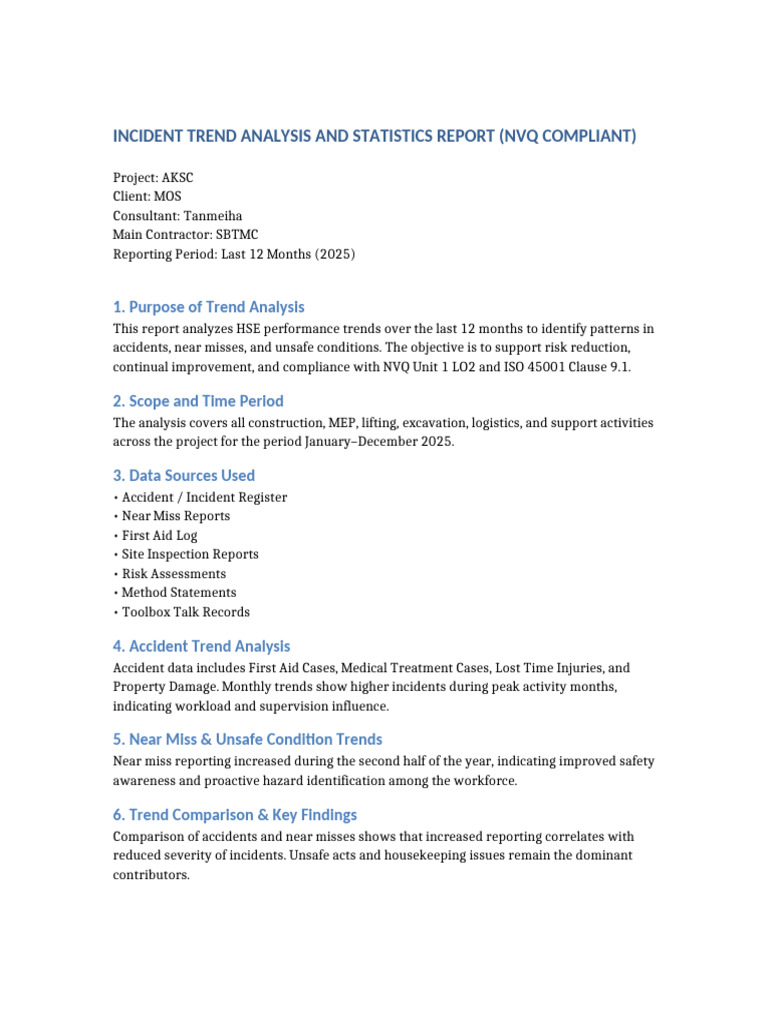 Updated Incident Trend Analysis NVQ | PDF | Occupational Safety And ...