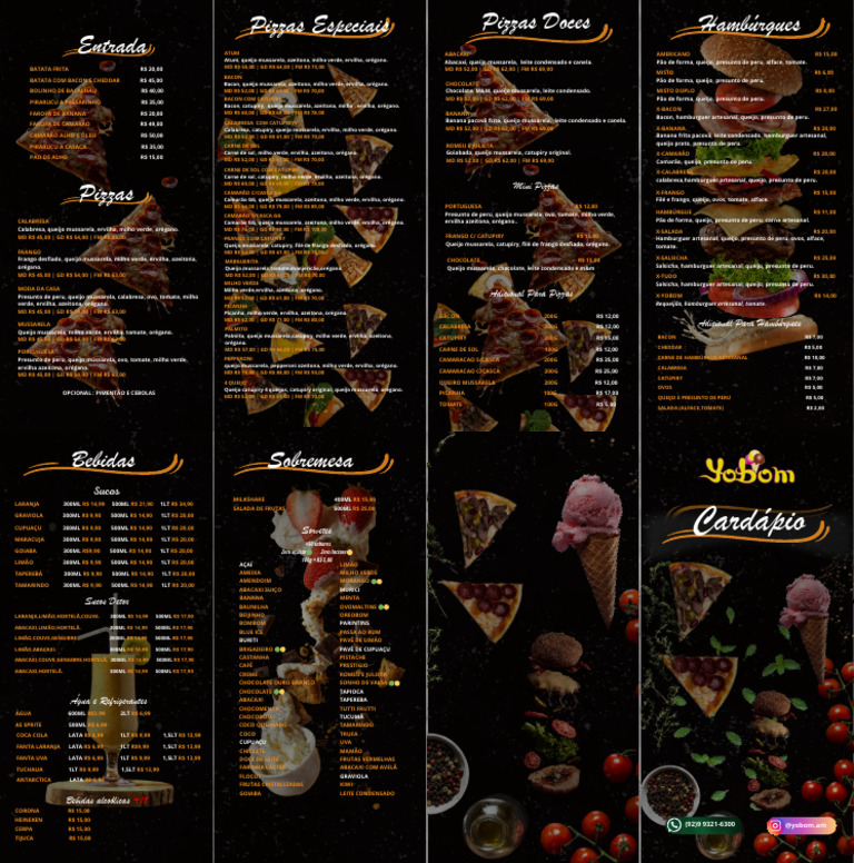 Cardápio Pizzas e Outros Yobom 2025 | PDF | Alimentos | Culinária vegana