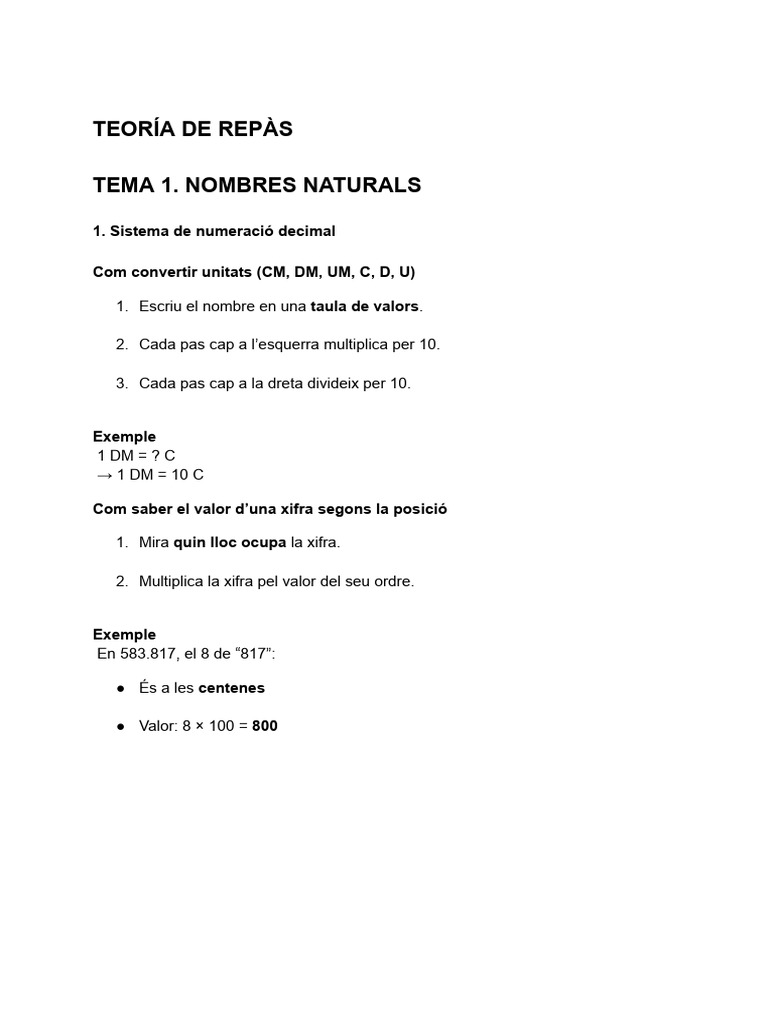 TEORÍA DE REPÀS | PDF