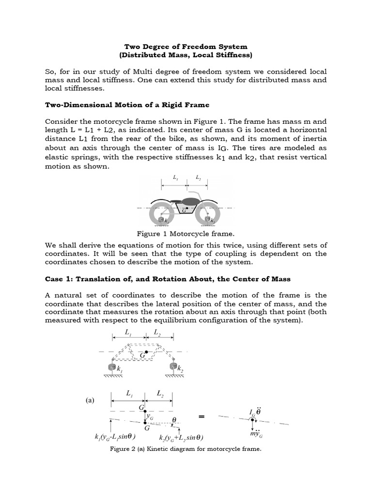 Two Degree of Freedom System | PDF | Coordinate System | Stiffness