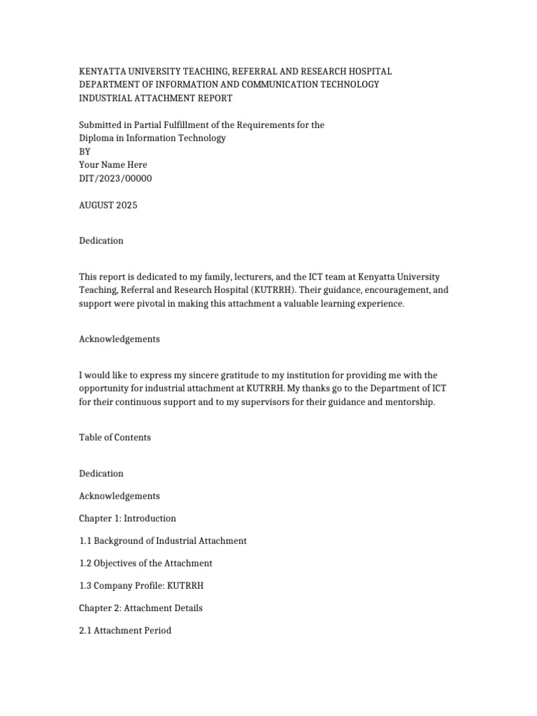 KUTRRH Attachment Report | PDF