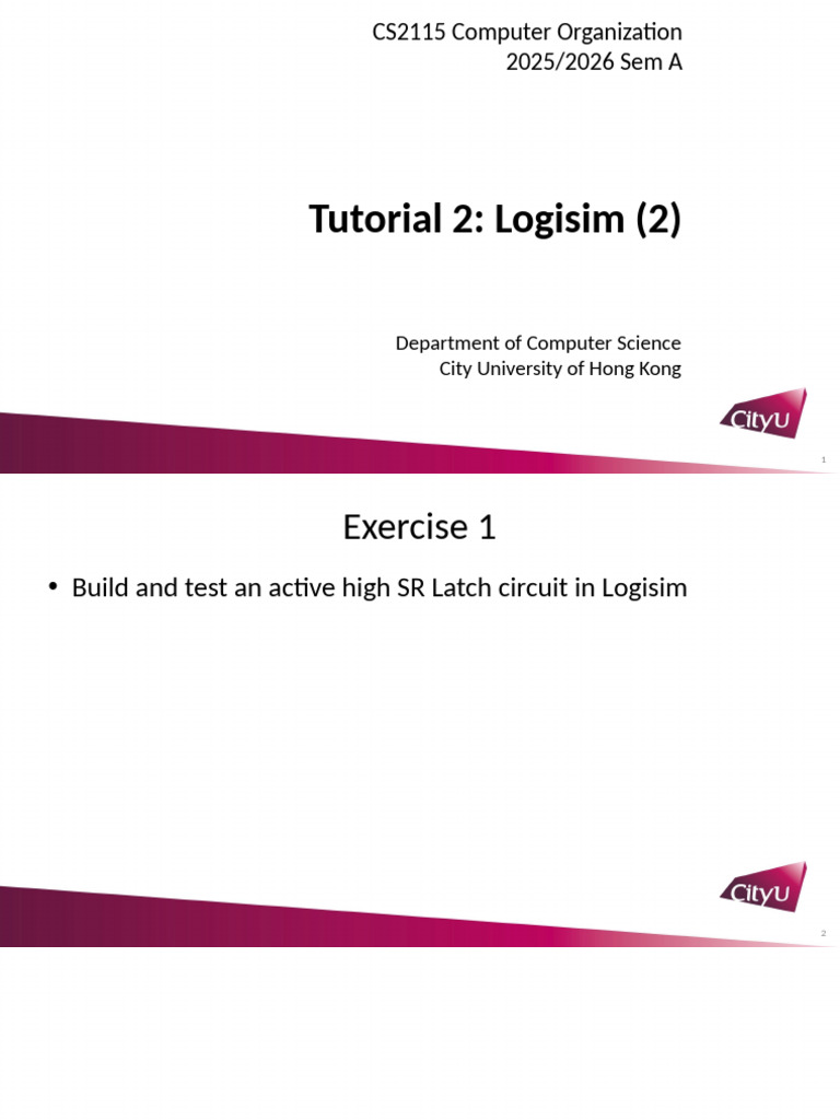 Logisim Tutorial: Latch & Flip-Flop Exercises | PDF