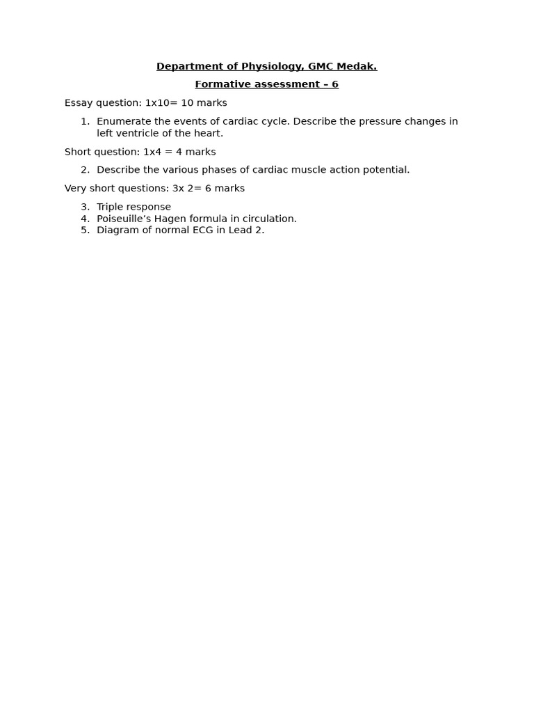 CVS Formative Assesment Question Paper | PDF