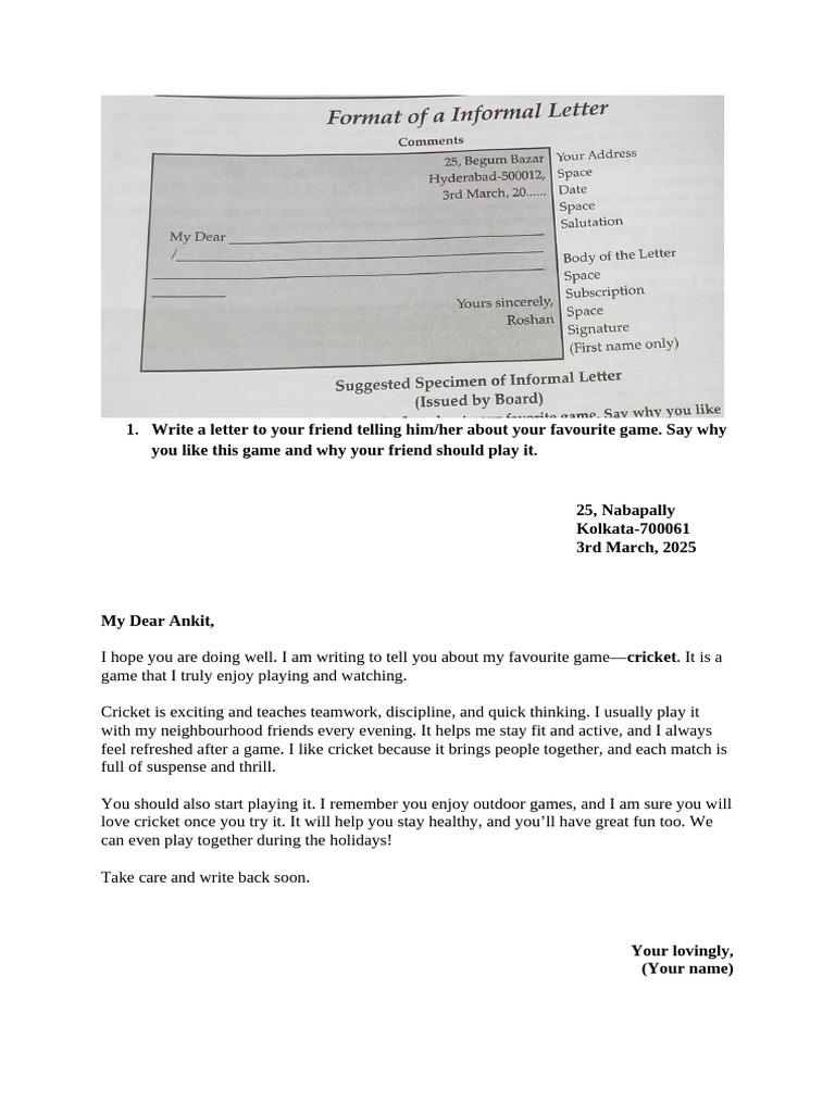 Format of Informal Letter and Sample | PDF