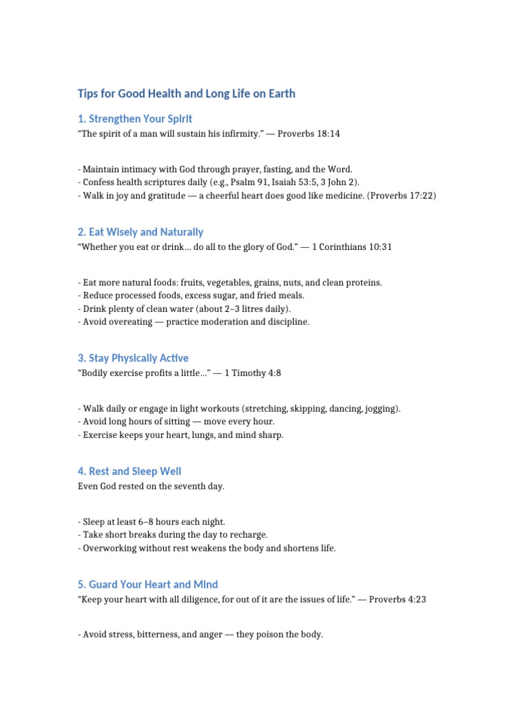 Health Tips for a Long Life | PDF