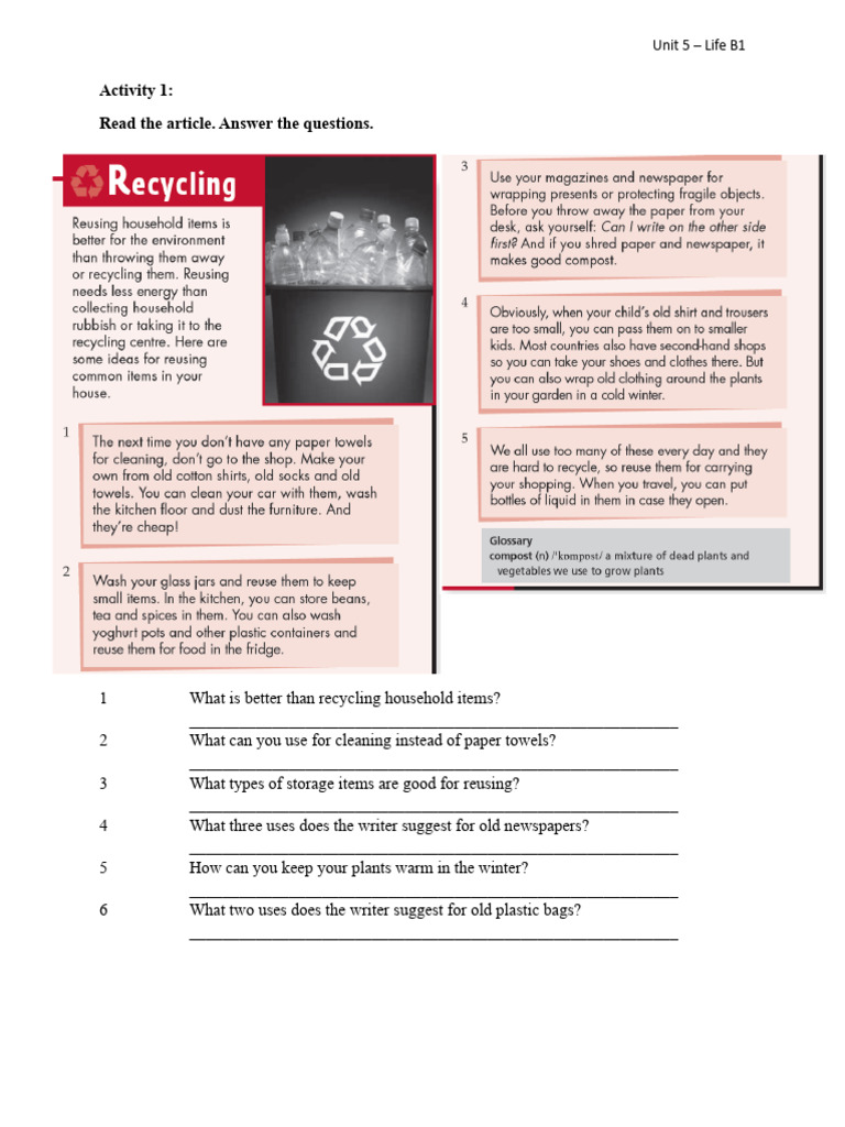 Unit 5 - Handout | PDF | Economy And The Environment