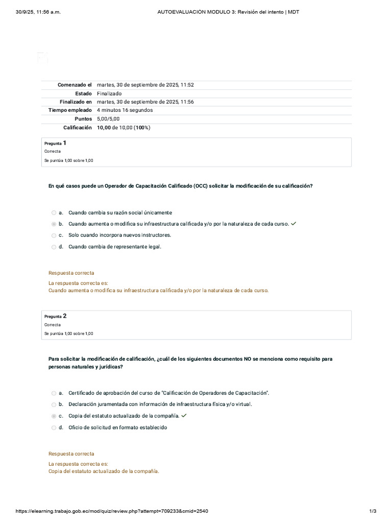 Autoevaluación Modulo 3_ Revisión Del Intento _ Mdt | PDF