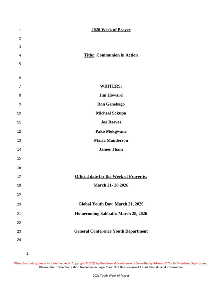 WOP 2026-Translators English | PDF | Jesus | Salvation